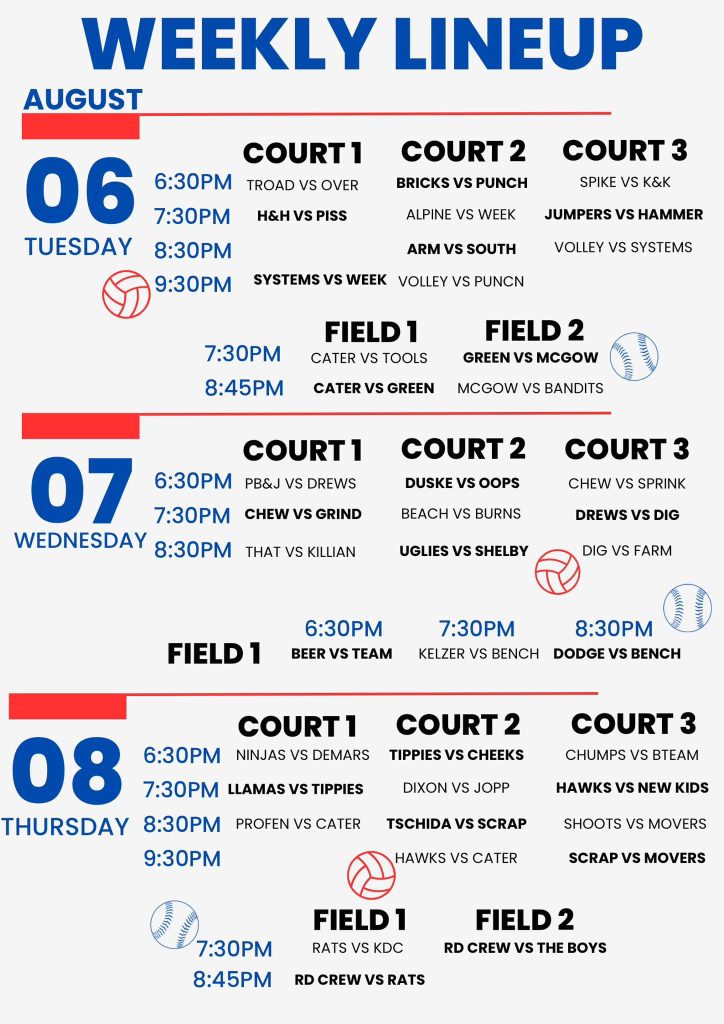 Weekly Lineup! - Hollywood Sports Complex